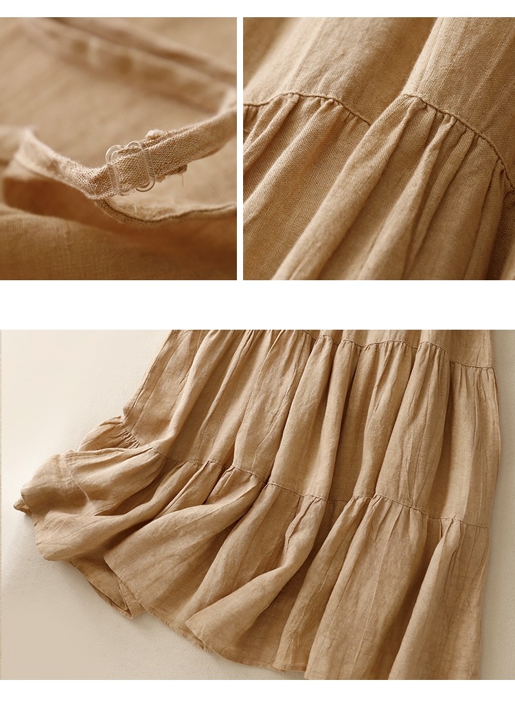 棉麻渡假風吊帶蛋糕裙洋裝 獨具衣格 J7509::unistyle 館::【獨具衣格】專賣中大尺碼洋裝、中大尺碼服飾