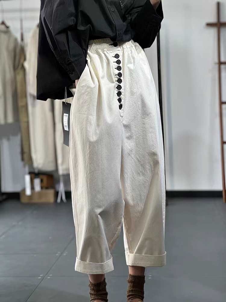 日系釦子裝飾哈倫褲 獨具衣格 J7999::unistyle 館::【獨具衣格】專賣中大尺碼洋裝、中大尺碼服飾