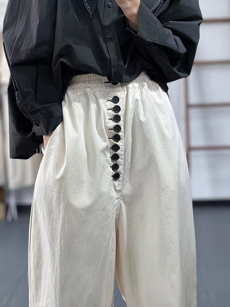 日系釦子裝飾哈倫褲 獨具衣格 J7999::unistyle 館::【獨具衣格】專賣中大尺碼洋裝、中大尺碼服飾