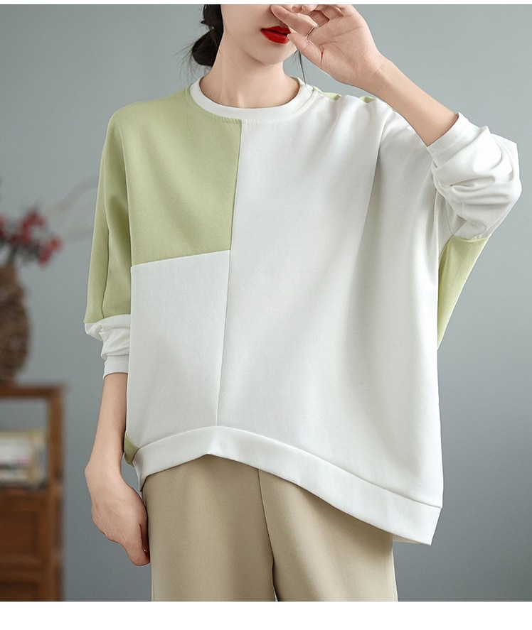 慵懶風撞色色塊大學T上衣 獨具衣格 J8319::unistyle 館::【獨具衣格】專賣中大尺碼洋裝、中大尺碼服飾