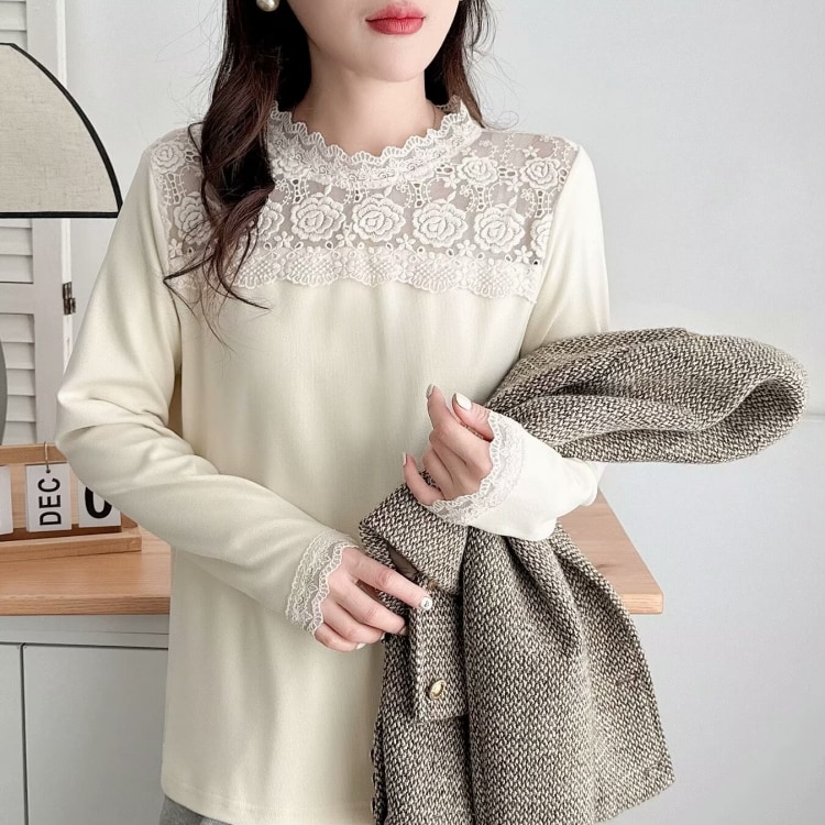 高雅蕾絲拼接方領內搭上衣 獨具衣格 J8490::unistyle 館::【獨具衣格】專賣中大尺碼洋裝、中大尺碼服飾