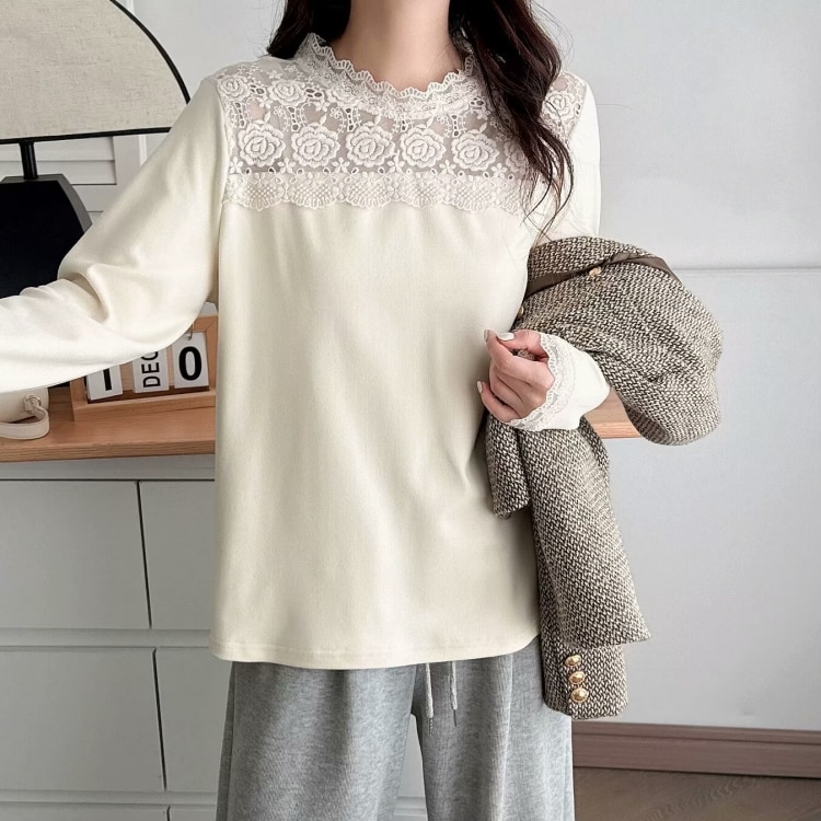 高雅蕾絲拼接方領內搭上衣 獨具衣格 J8490::unistyle 館::【獨具衣格】專賣中大尺碼洋裝、中大尺碼服飾