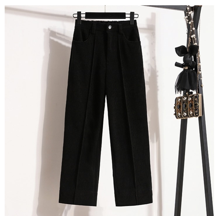 高腰直筒燈心絨直筒長褲(L-5L) 獨具衣格 J8499::unistyle 館::【獨具衣格】專賣中大尺碼洋裝、中大尺碼服飾