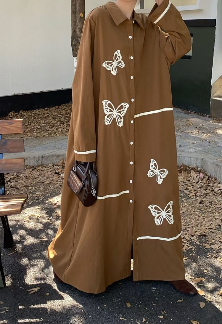 法式女孩蝴蝶袖反領長洋裝 獨具衣格 J8510::unistyle 館::【獨具衣格】專賣中大尺碼洋裝、中大尺碼服飾