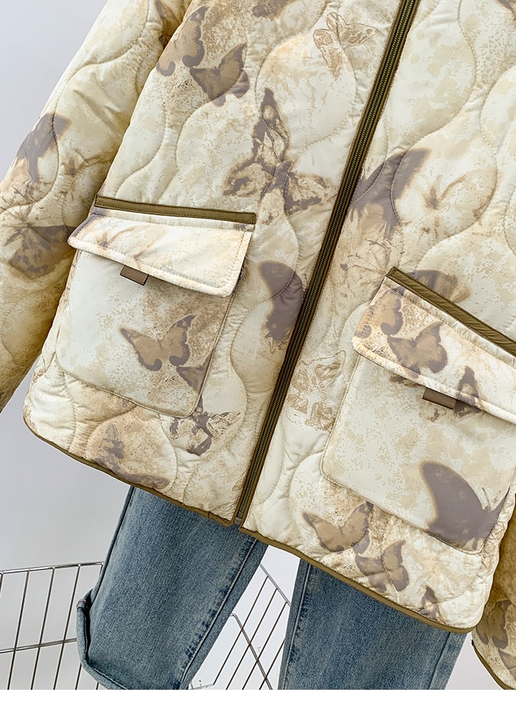 超美蝴蝶暈染風內鋪棉外套 獨具衣格 J8581::unistyle 館::【獨具衣格】專賣中大尺碼洋裝、中大尺碼服飾