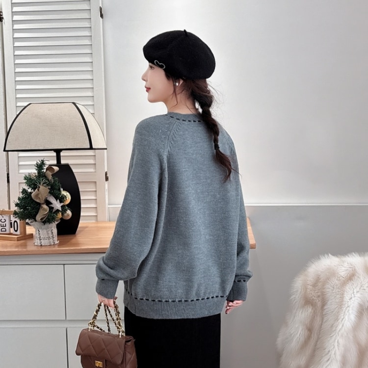 超可愛格紋釦針織毛衣上衣 獨具衣格 J8598::unistyle 館::【獨具衣格】專賣中大尺碼洋裝、中大尺碼服飾