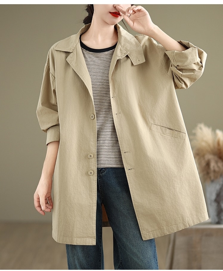 雙釦設計反領高領風衣外套 獨具衣格 J8690::unistyle 館::【獨具衣格】專賣中大尺碼洋裝、中大尺碼服飾