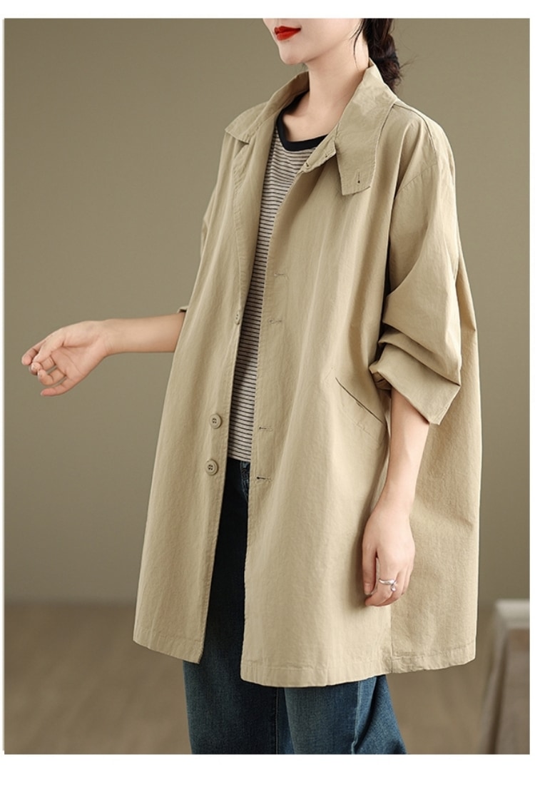 雙釦設計反領高領風衣外套 獨具衣格 J8690::unistyle 館::【獨具衣格】專賣中大尺碼洋裝、中大尺碼服飾