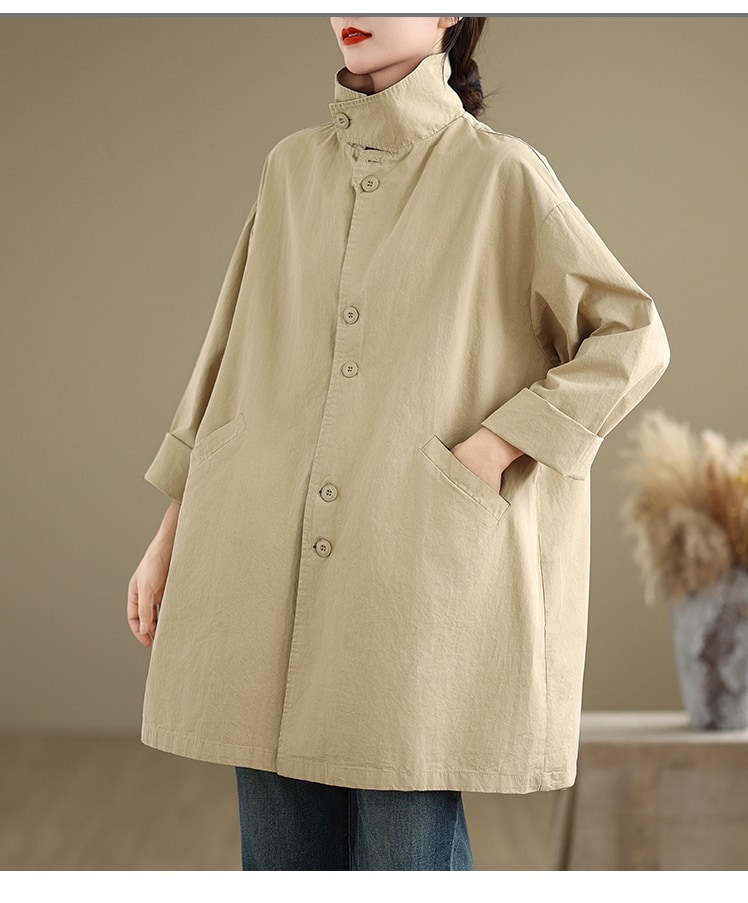 雙釦設計反領高領風衣外套 獨具衣格 J8690::unistyle 館::【獨具衣格】專賣中大尺碼洋裝、中大尺碼服飾