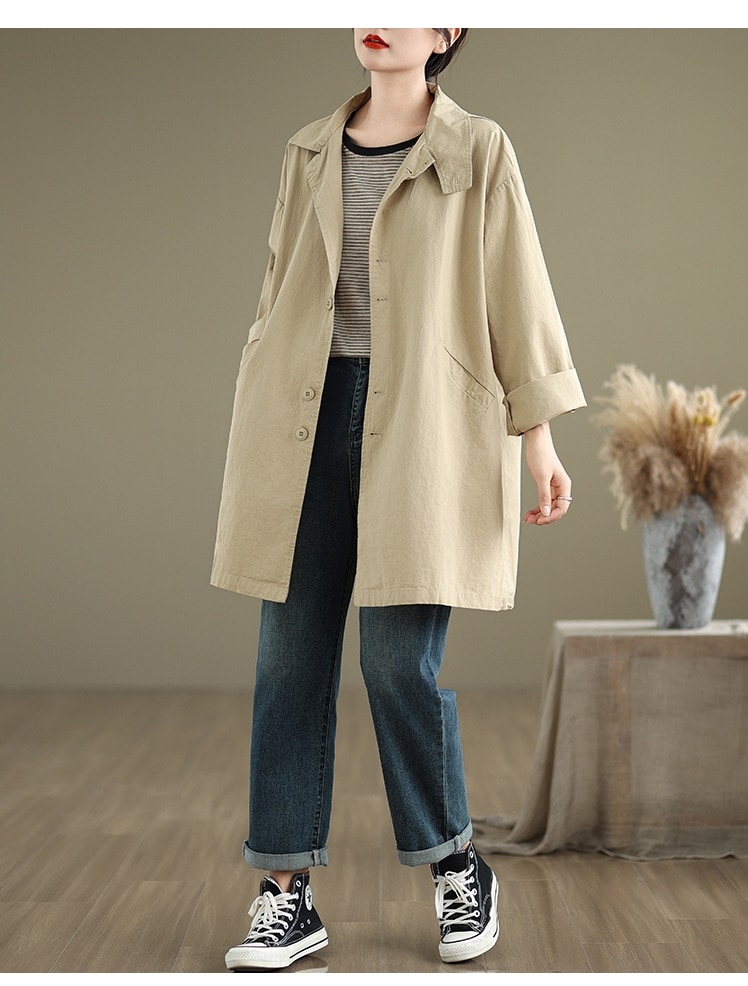 雙釦設計反領高領風衣外套 獨具衣格 J8690::unistyle 館::【獨具衣格】專賣中大尺碼洋裝、中大尺碼服飾