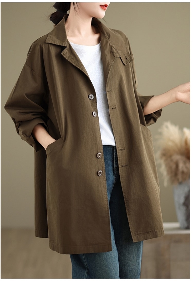 雙釦設計反領高領風衣外套 獨具衣格 J8690::unistyle 館::【獨具衣格】專賣中大尺碼洋裝、中大尺碼服飾