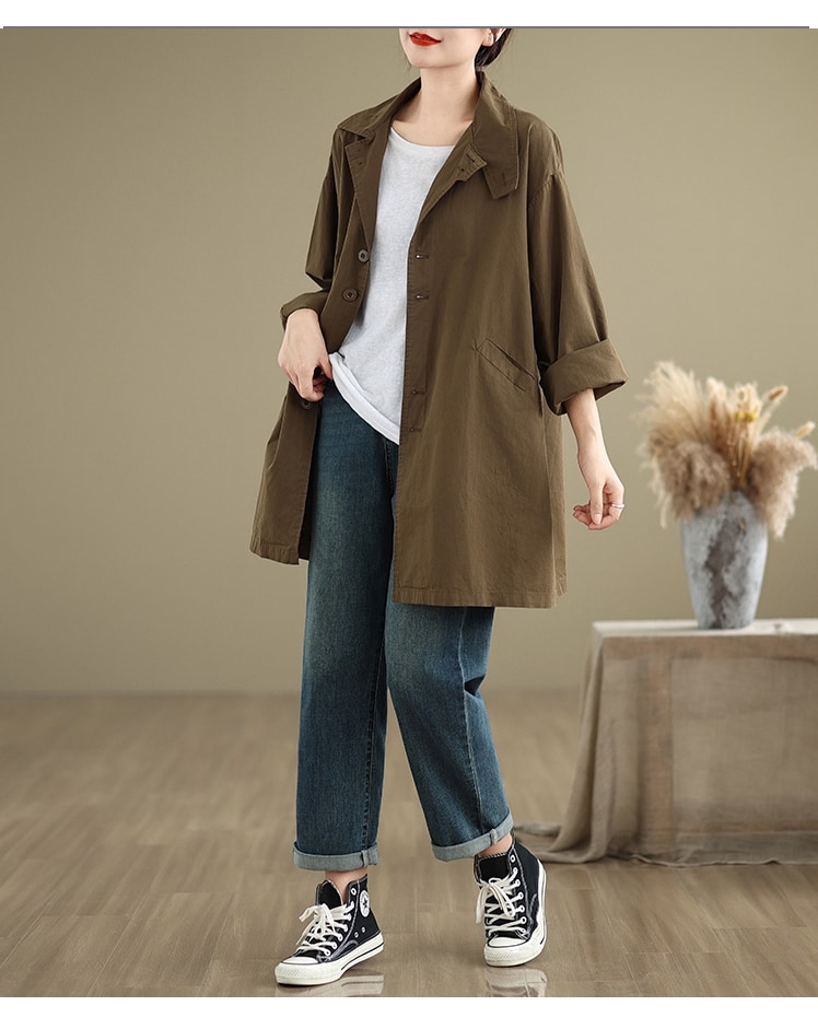 雙釦設計反領高領風衣外套 獨具衣格 J8690::unistyle 館::【獨具衣格】專賣中大尺碼洋裝、中大尺碼服飾