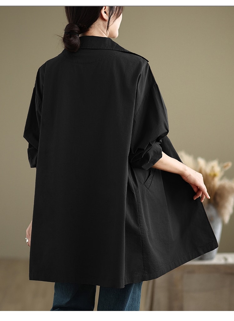 雙釦設計反領高領風衣外套 獨具衣格 J8690::unistyle 館::【獨具衣格】專賣中大尺碼洋裝、中大尺碼服飾