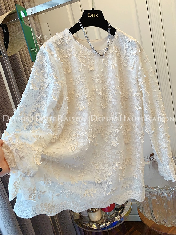 立體蕾絲波浪下擺上衣 獨具衣格 J8733::unistyle 館::【獨具衣格】專賣中大尺碼洋裝、中大尺碼服飾