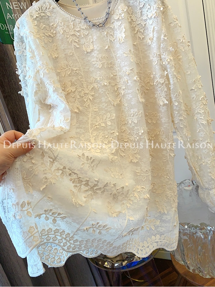 立體蕾絲波浪下擺上衣 獨具衣格 J8733::unistyle 館::【獨具衣格】專賣中大尺碼洋裝、中大尺碼服飾