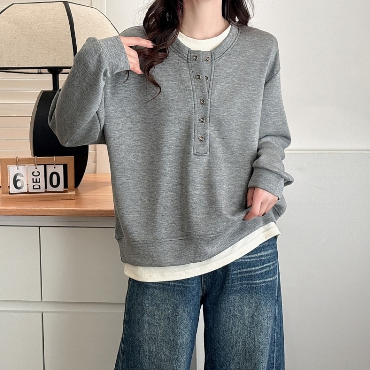 休閒感釘釦設計假兩件上衣 獨具衣格 J8789::unistyle 館::【獨具衣格】專賣中大尺碼洋裝、中大尺碼服飾