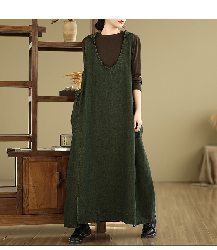 日系V領牛仔連帽背心洋裝 獨具衣格 J8809::unistyle 館::【獨具衣格】專賣中大尺碼洋裝、中大尺碼服飾