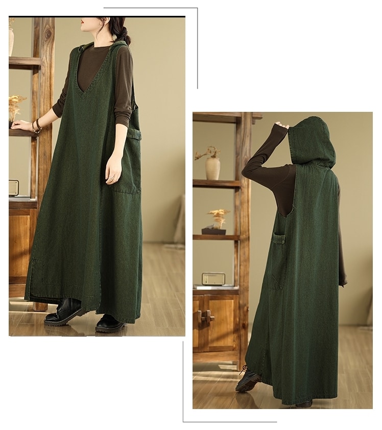 日系V領牛仔連帽背心洋裝 獨具衣格 J8809::unistyle 館::【獨具衣格】專賣中大尺碼洋裝、中大尺碼服飾