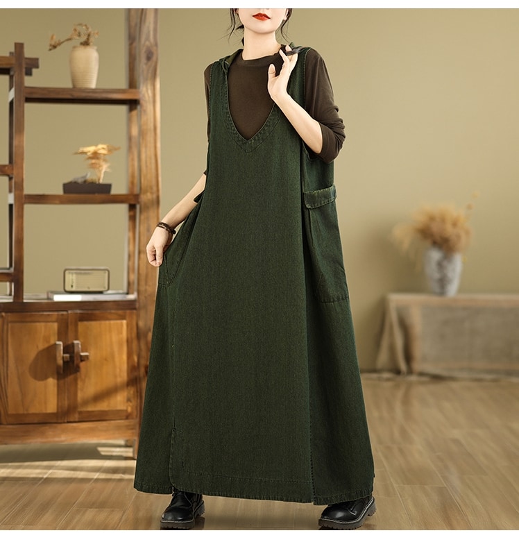 日系V領牛仔連帽背心洋裝 獨具衣格 J8809::unistyle 館::【獨具衣格】專賣中大尺碼洋裝、中大尺碼服飾