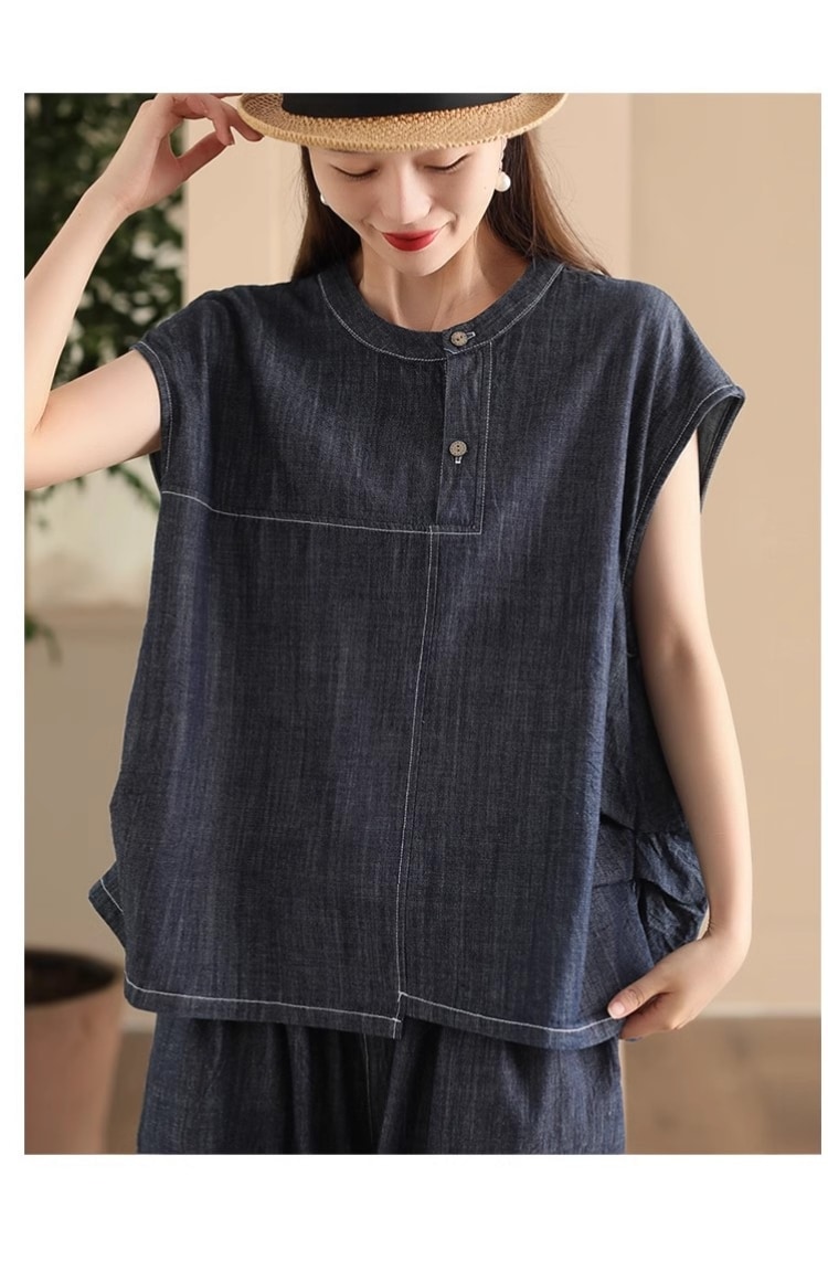 氣質款典雅牛仔背心上衣 獨具衣格 J8886::unistyle 館::【獨具衣格】專賣中大尺碼洋裝、中大尺碼服飾