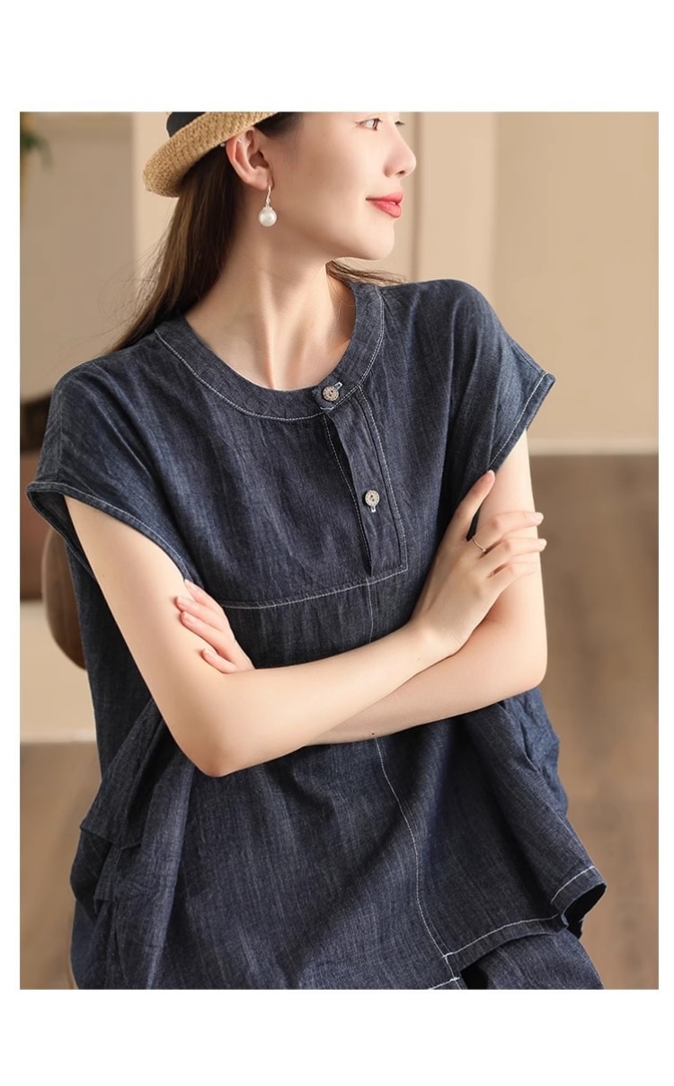 氣質款典雅牛仔背心上衣 獨具衣格 J8886::unistyle 館::【獨具衣格】專賣中大尺碼洋裝、中大尺碼服飾