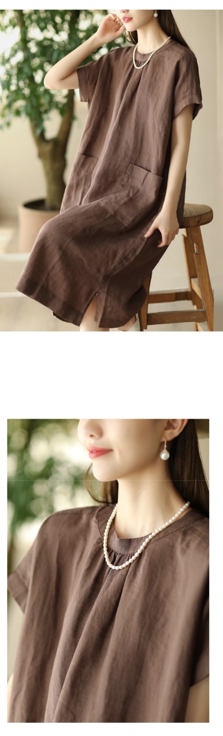 日系氣質棉麻雙口袋洋裝 獨具衣格 J8905::unistyle 館::【獨具衣格】專賣中大尺碼洋裝、中大尺碼服飾