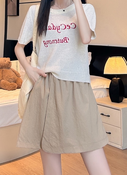 休閒風冰絲短褲裙 獨具衣格 J8971::unistyle 館::【獨具衣格】專賣中大尺碼洋裝、中大尺碼服飾