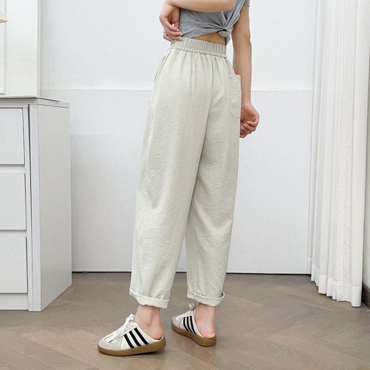 冰絲布料九分哈倫褲 獨具衣格 J8982::unistyle 館::【獨具衣格】專賣中大尺碼洋裝、中大尺碼服飾