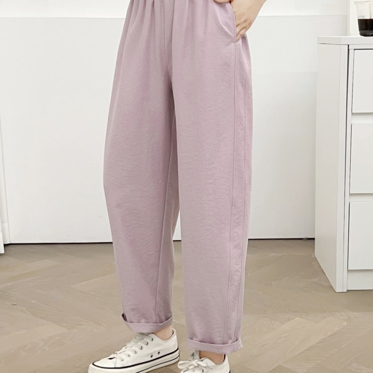 冰絲布料九分哈倫褲 獨具衣格 J8982::unistyle 館::【獨具衣格】專賣中大尺碼洋裝、中大尺碼服飾