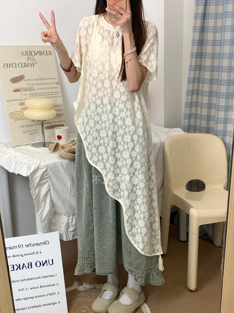 仙女風蕾絲不規則下擺罩衫 獨具衣格 J9015::unistyle 館::【獨具衣格】專賣中大尺碼洋裝、中大尺碼服飾