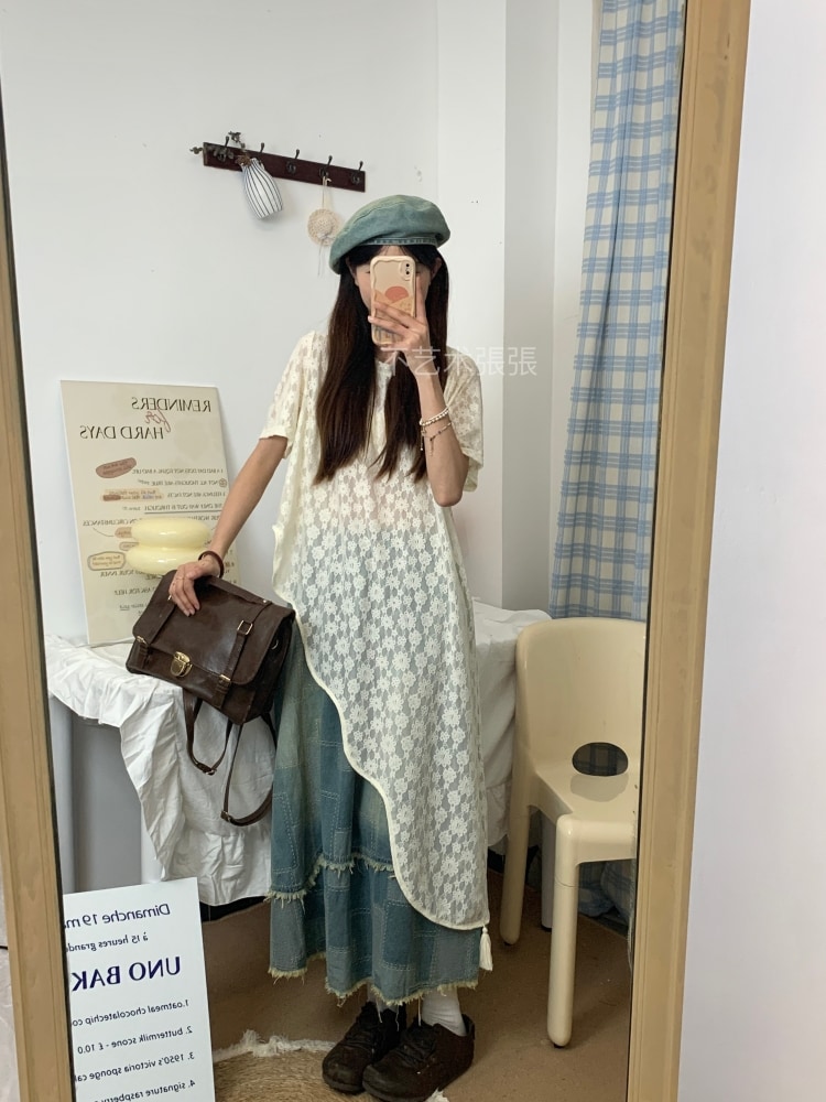 仙女風蕾絲不規則下擺罩衫 獨具衣格 J9015::unistyle 館::【獨具衣格】專賣中大尺碼洋裝、中大尺碼服飾