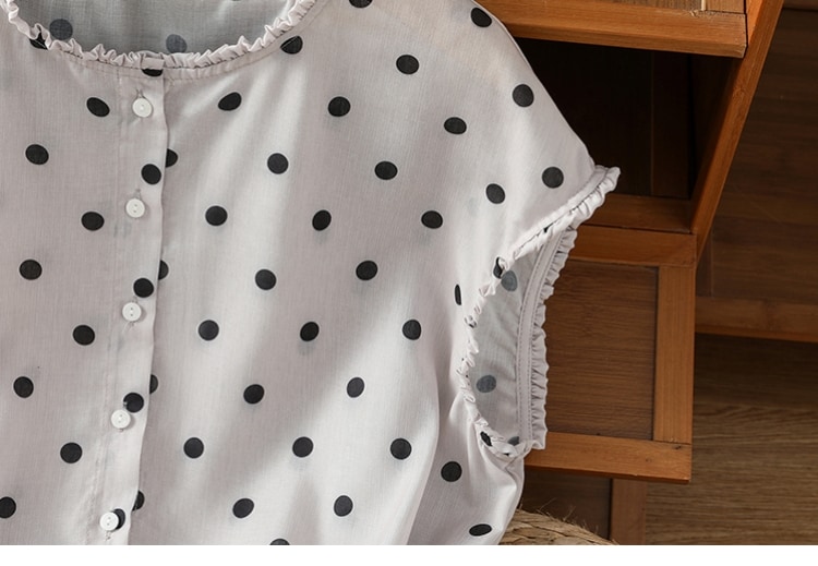 棉麻日系點點荷葉邊背心上衣 獨具衣格 J9105::unistyle 館::【獨具衣格】專賣中大尺碼洋裝、中大尺碼服飾