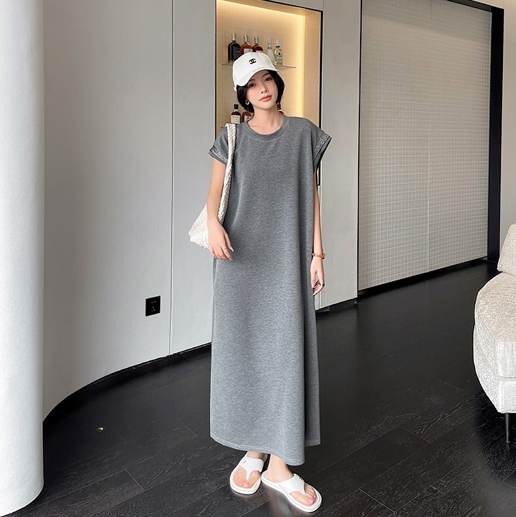 寬鬆風袖口拼接銀絲設計感長短袖洋裝 獨具衣格 J9118::unistyle 館::【獨具衣格】專賣中大尺碼洋裝、中大尺碼服飾