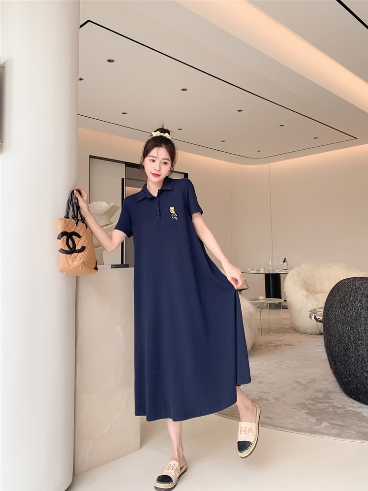 POLO領卡通圖案短袖洋裝 獨具衣格 J9120::unistyle 館::【獨具衣格】專賣中大尺碼洋裝、中大尺碼服飾