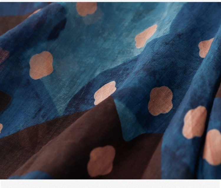 棉綢文藝風幾何印花上衣 獨具衣格 J9197::unistyle 館::【獨具衣格】專賣中大尺碼洋裝、中大尺碼服飾