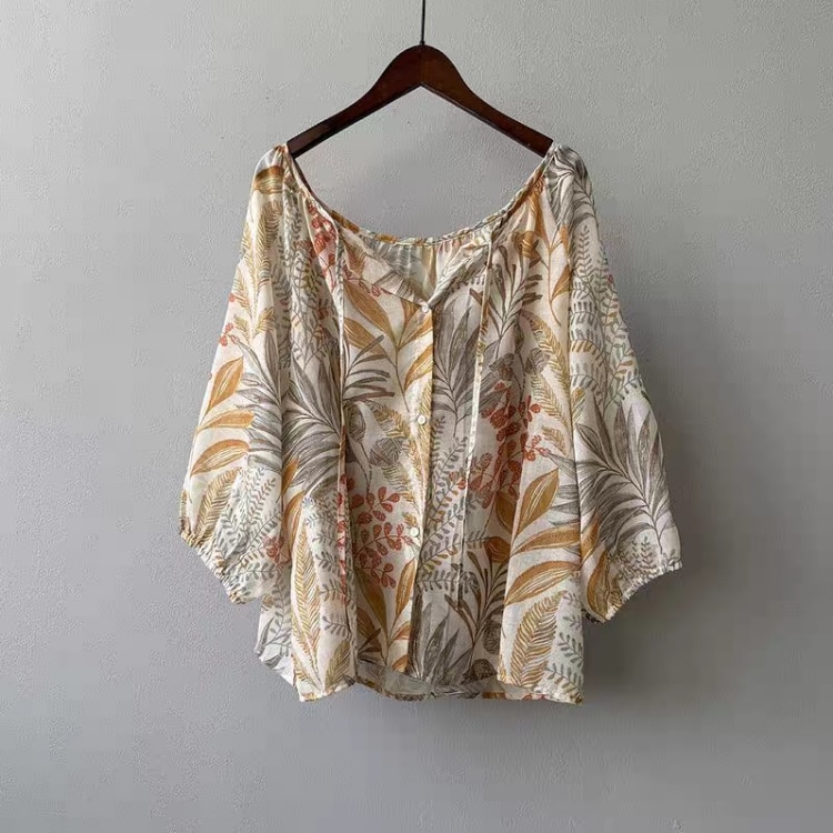 渡假風棉麻V領襯衫上衣 獨具衣格 J9208::unistyle 館::【獨具衣格】專賣中大尺碼洋裝、中大尺碼服飾