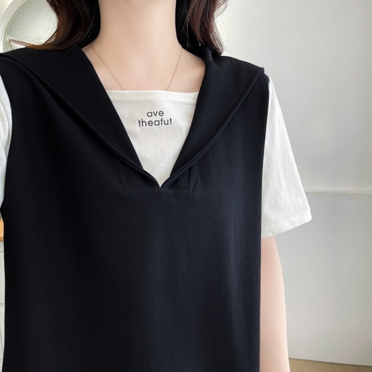 韓系大反領假兩件短袖上衣 獨具衣格 J9226::unistyle 館::【獨具衣格】專賣中大尺碼洋裝、中大尺碼服飾