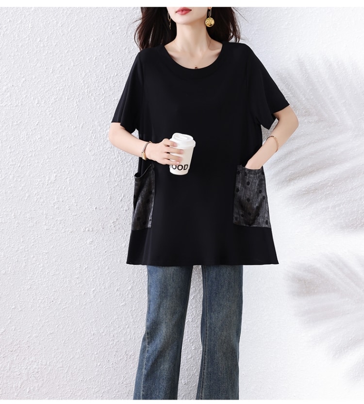 點點雙口袋造型中長版上衣 獨具衣格 J9229::unistyle 館::【獨具衣格】專賣中大尺碼洋裝、中大尺碼服飾