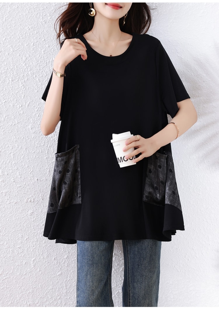 點點雙口袋造型中長版上衣 獨具衣格 J9229::unistyle 館::【獨具衣格】專賣中大尺碼洋裝、中大尺碼服飾