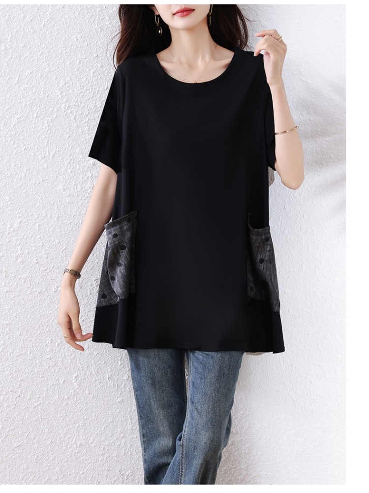 點點雙口袋造型中長版上衣 獨具衣格 J9229::unistyle 館::【獨具衣格】專賣中大尺碼洋裝、中大尺碼服飾