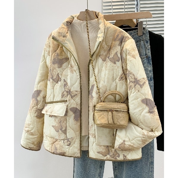 超美蝴蝶暈染風內鋪棉外套 獨具衣格 J8581::unistyle 館::【獨具衣格】專賣中大尺碼洋裝、中大尺碼服飾