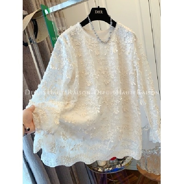 立體蕾絲波浪下擺上衣 獨具衣格 J8733::unistyle 館::【獨具衣格】專賣中大尺碼洋裝、中大尺碼服飾