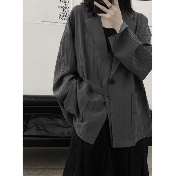 個性風設計款拼接肌理感西裝外套 獨具衣格 J8791::unistyle 館::【獨具衣格】專賣中大尺碼洋裝、中大尺碼服飾