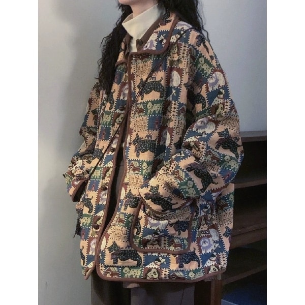 日系復古風狗狗印花反領外套 獨具衣格 J8799::unistyle 館::【獨具衣格】專賣中大尺碼洋裝、中大尺碼服飾