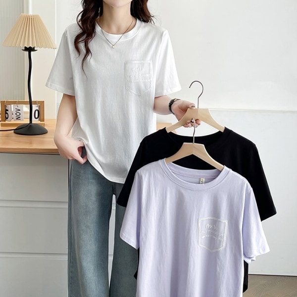 韓系蕾絲口袋短袖T桖上衣 獨具衣格 J8941::unistyle 館::【獨具衣格】專賣中大尺碼洋裝、中大尺碼服飾