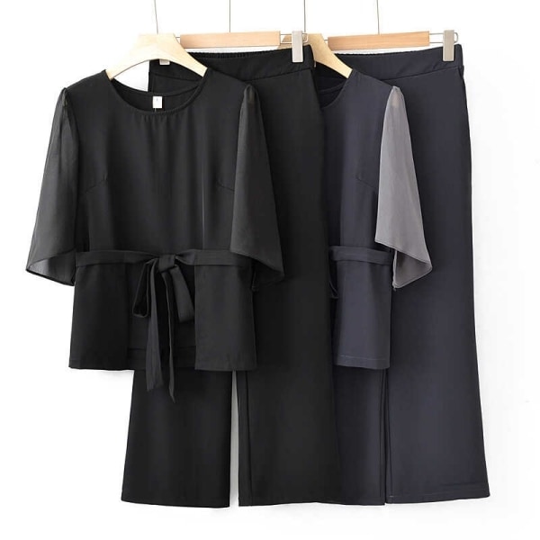 時尚假兩件正式感顯瘦套裝(上衣+褲子) 獨具衣格 J8958::unistyle 館::【獨具衣格】專賣中大尺碼洋裝、中大尺碼服飾