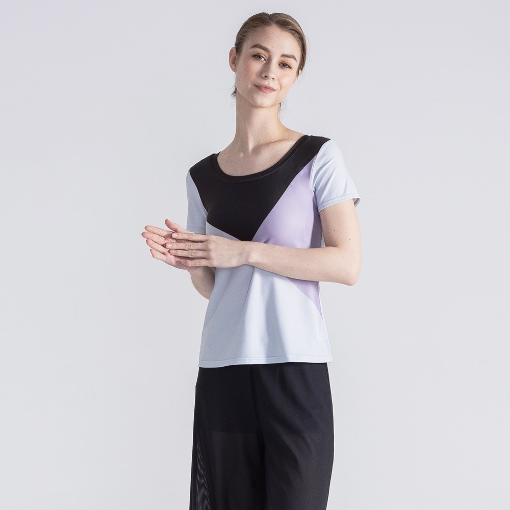 寶琦華舞蹈生活用品館-芭蕾、踢踏、瑜珈、韻律、國標、佛朗明哥、肚皮舞、彩妝::產品型錄::DansNA 短袖上衣【D24125】