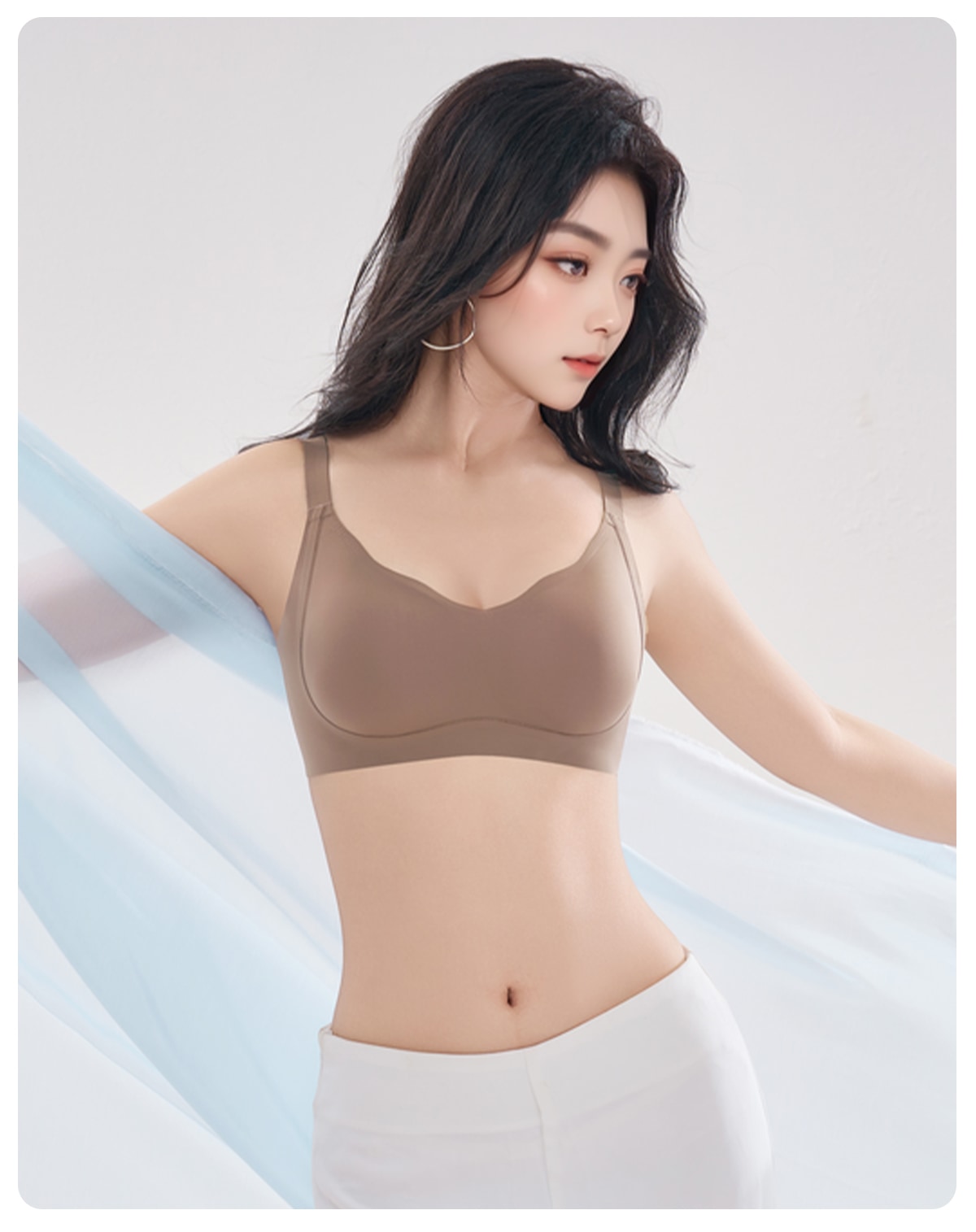 【WIWI】真正台灣製造的 發熱衣、涼感衣、壓力褲::舒柔美胸無鋼圈細肩內衣(靜謐藍 女M-2XL)