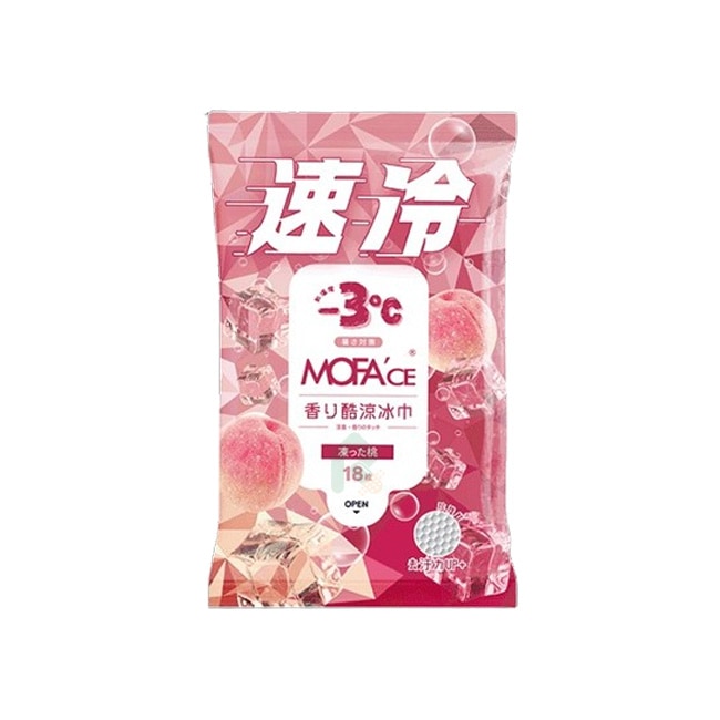 MOFACE魔飛香氛酷涼冰巾-冰封蜜桃 18抽 涼感濕紙巾::∣瑞昌藥局∣媽媽們最愛的平價親民好藥局 專業安心 好康多多