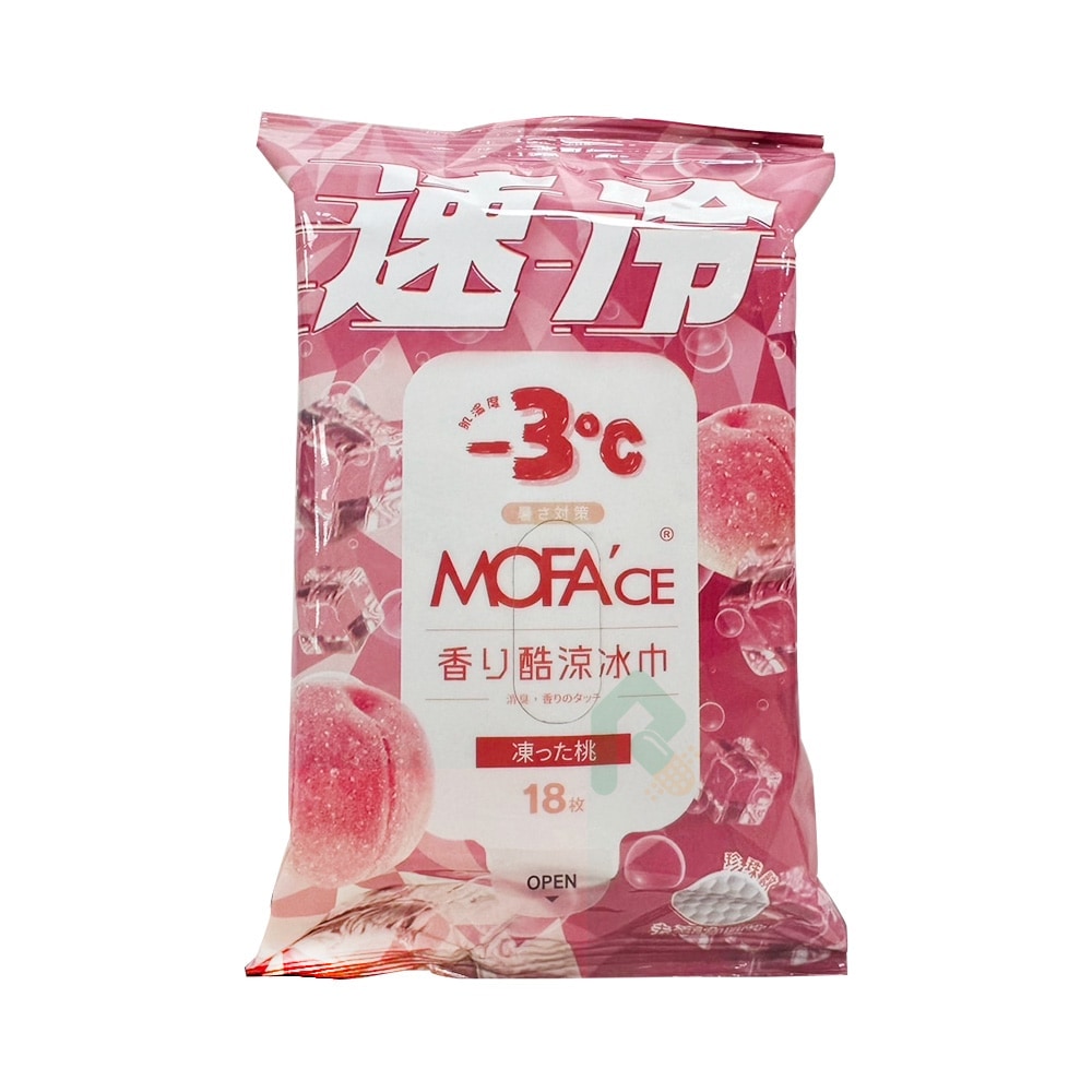 MOFACE魔飛香氛酷涼冰巾-冰封蜜桃 18抽 涼感濕紙巾::∣瑞昌藥局∣媽媽們最愛的平價親民好藥局 專業安心 好康多多